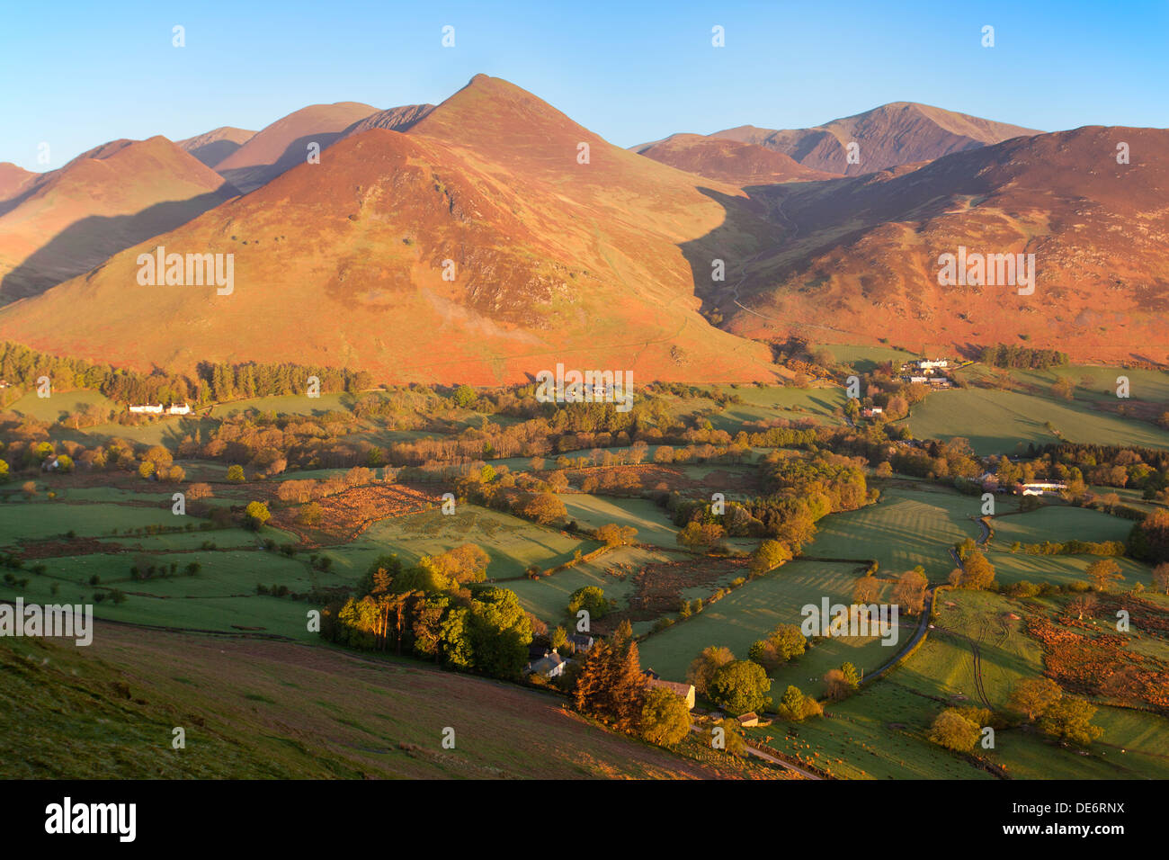 Newlands Valley from Catbells lit by early morning sunlight, Newlands ...