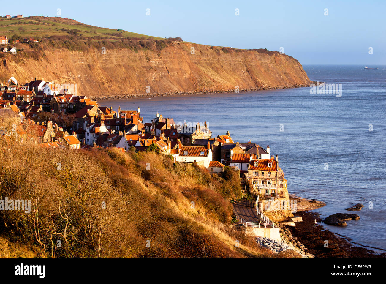 View of Robin Hoods Bay from the Cleveland Way, Robin Hoods Bay, North ...
