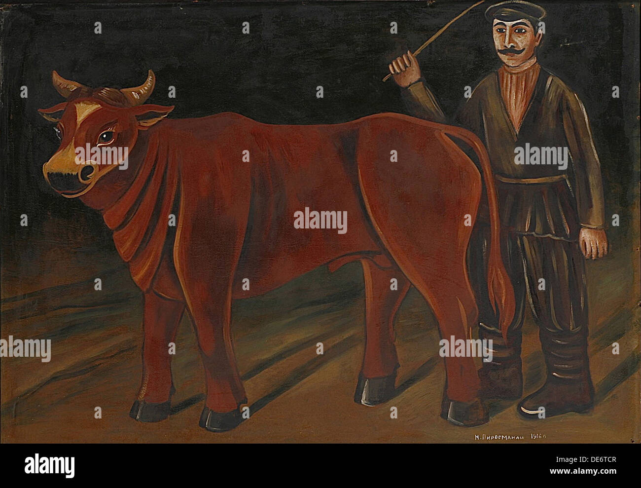 Farmer with Bull, 1916. Artist: Pirosmani, Niko (1862-1918 Stock Photo ...