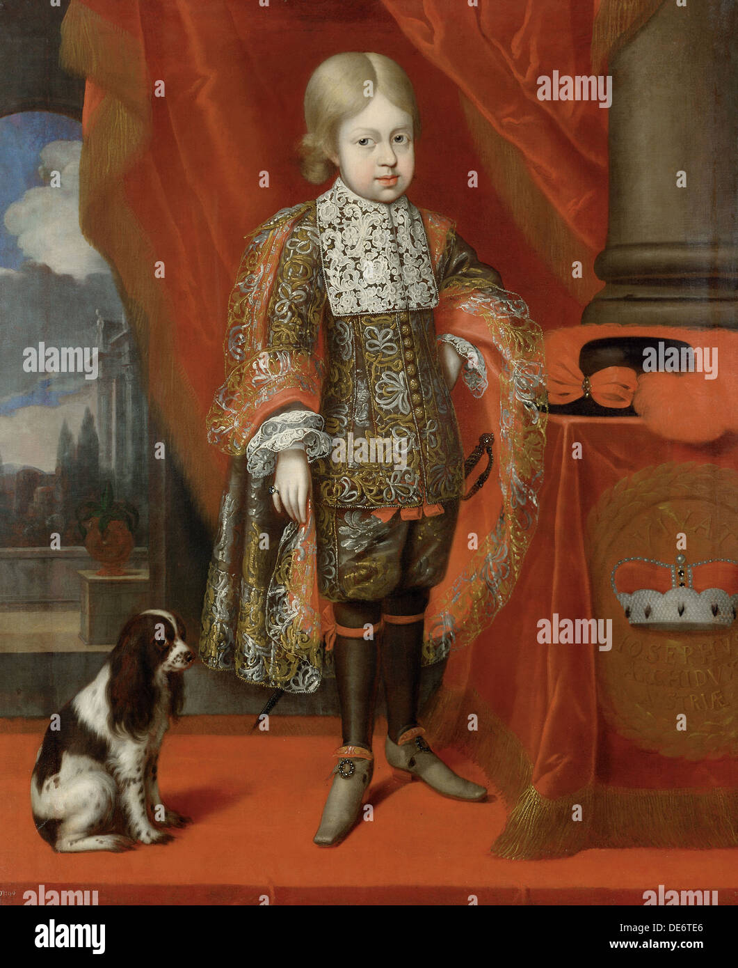 The future emperor Joseph I (1678-1711) at the age of six with a dog ...