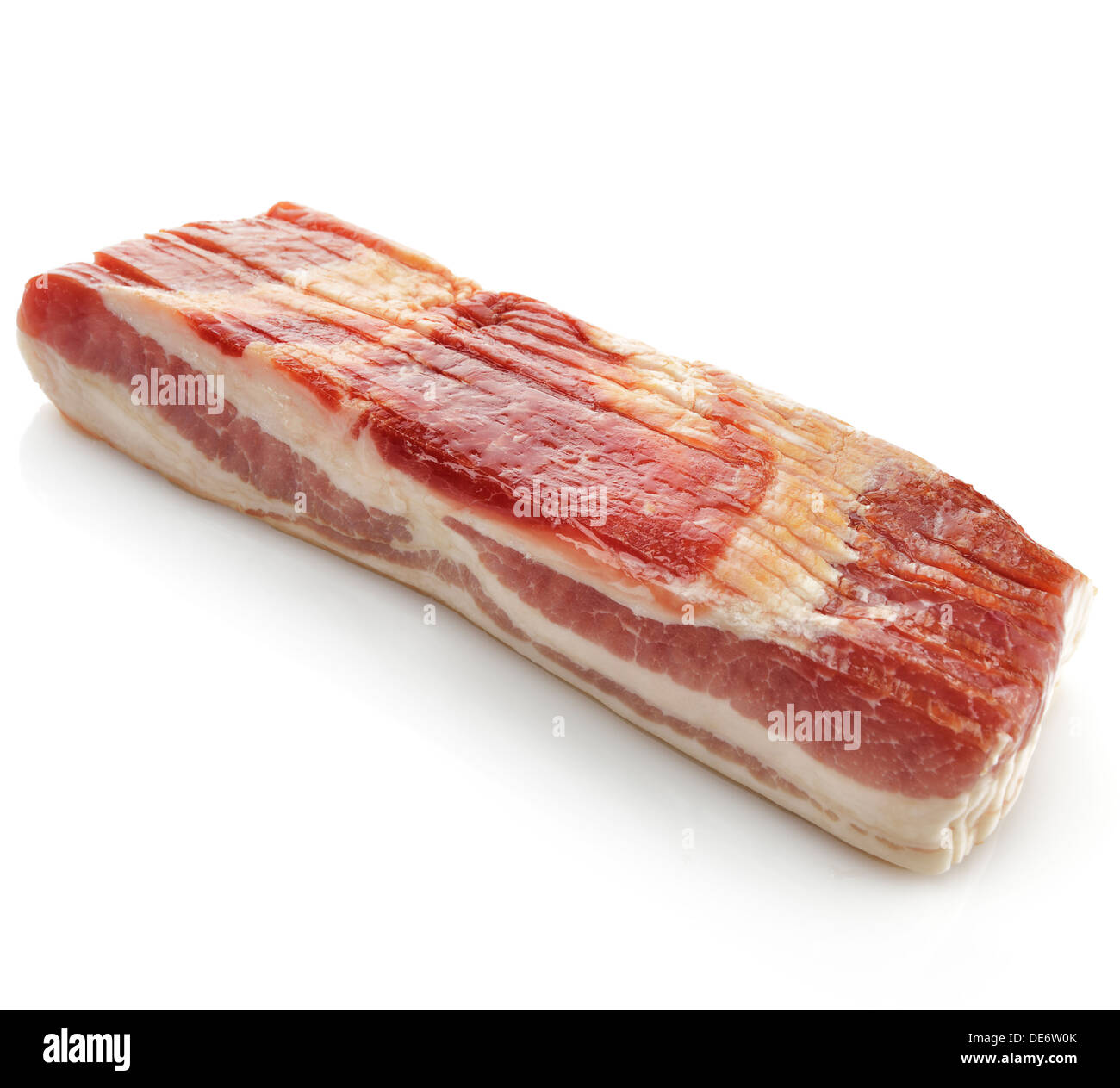 Smoked Sliced Bacon On White Background Stock Photo - Alamy