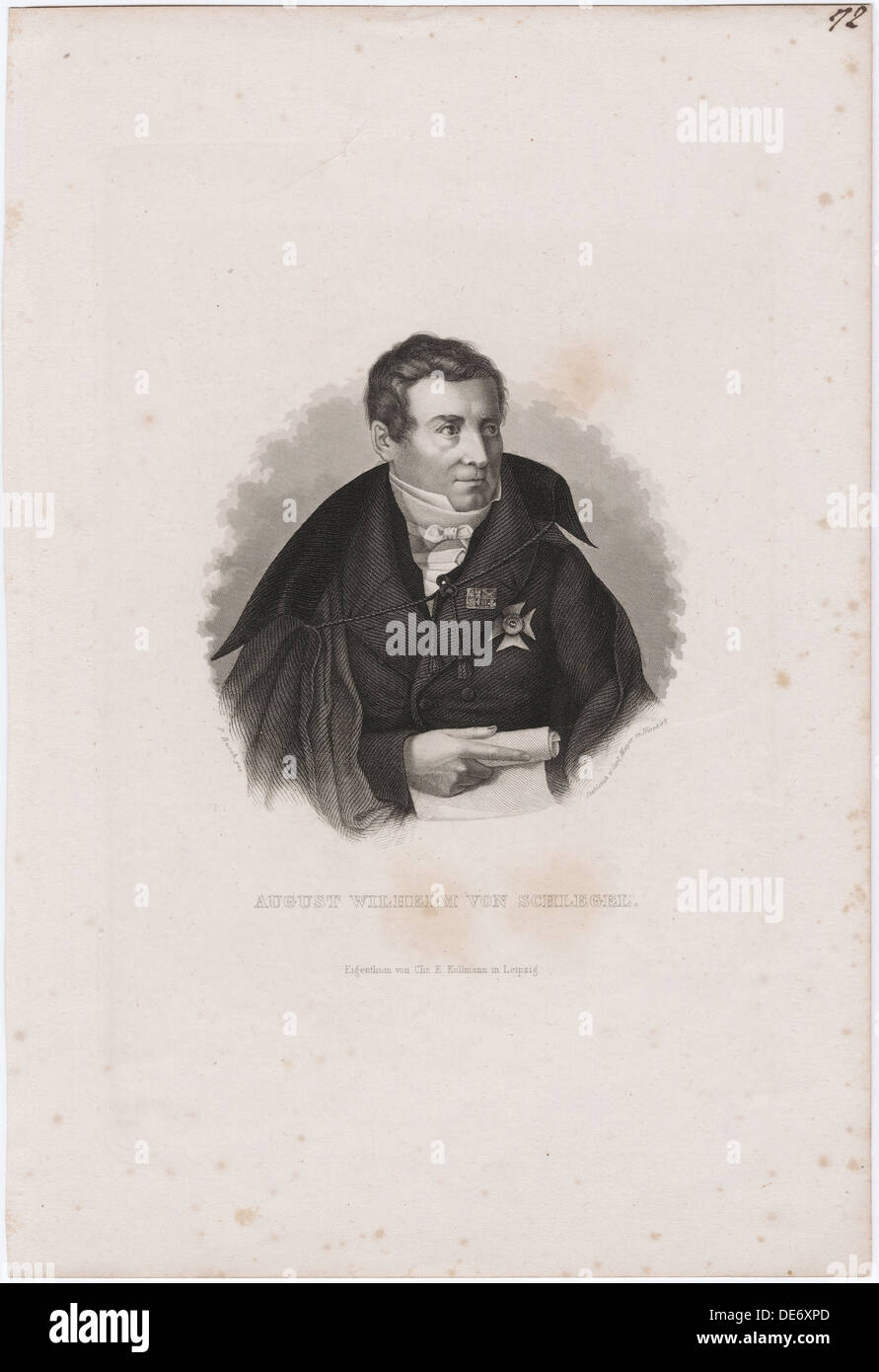 August Wilhelm von Schlegel (1767-1845). Artist: Mayer, Carl (1798-1868 ...