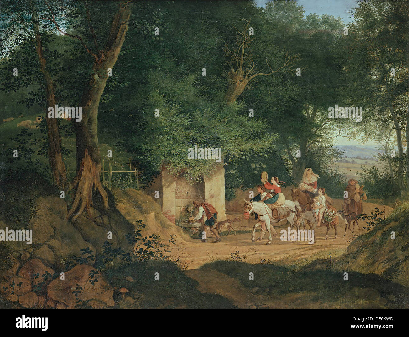 The Well in the Wood at Ariccia, 1831. Artist: Richter, Gustav (Karl Ludwig) (1823-1884 Stock ...