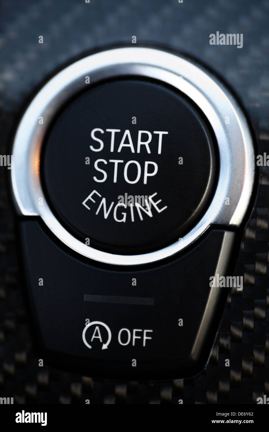 Detail on the start button in a car Stock Photo - Alamy