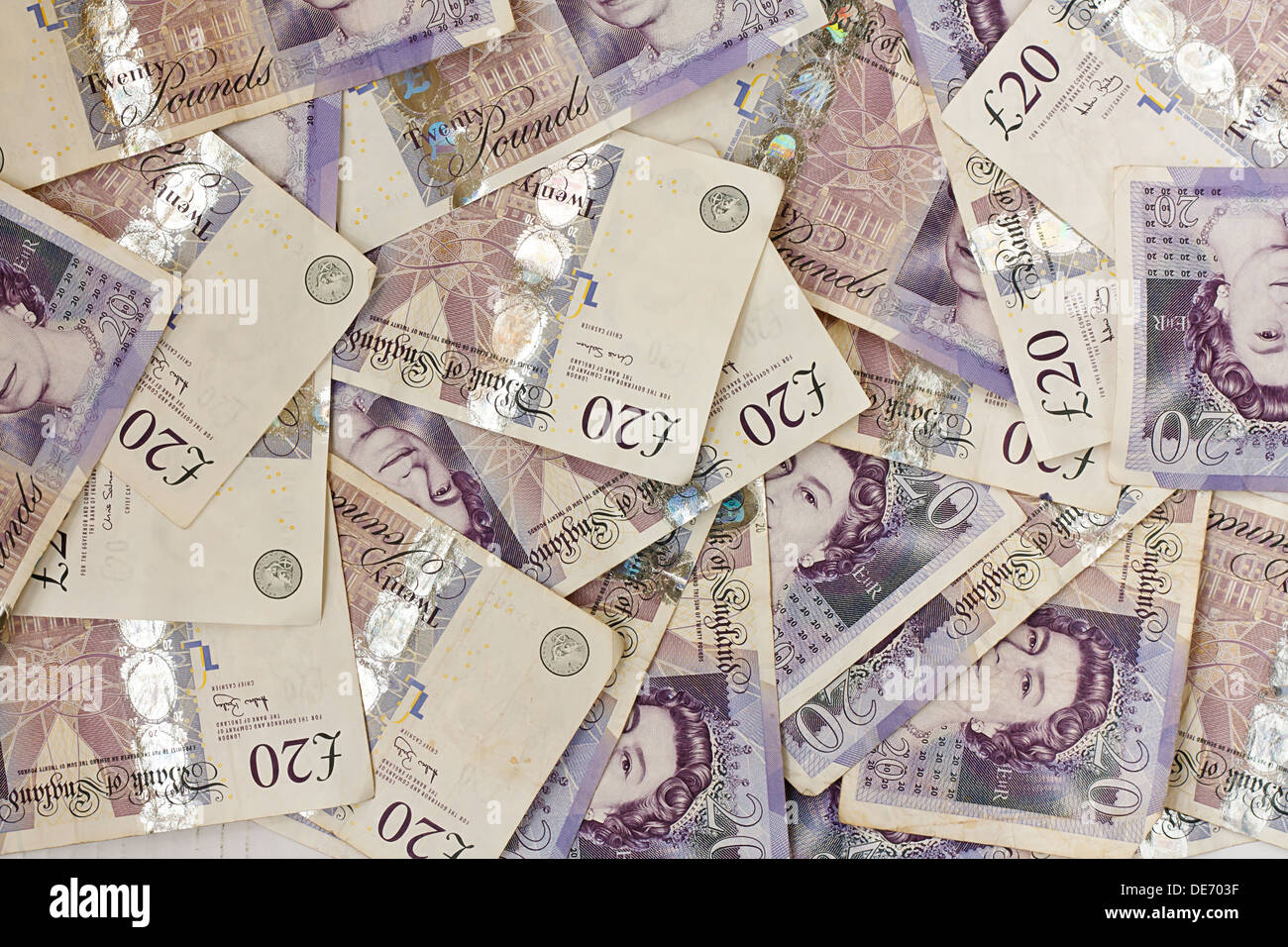 20 pound notes pile hi-res stock photography and images - Alamy