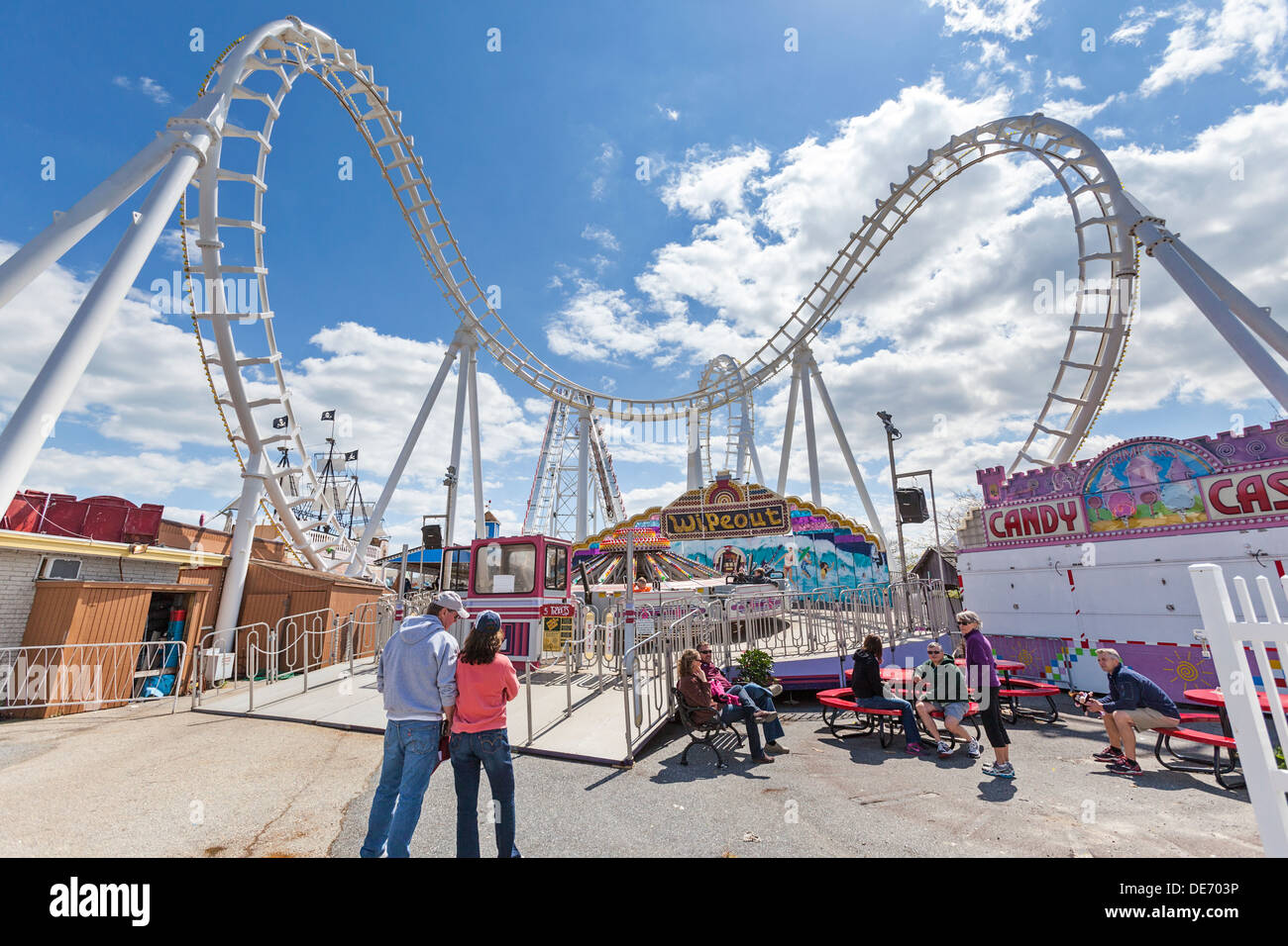 A roller coaster in an amusement park Stock Photo - Alamy