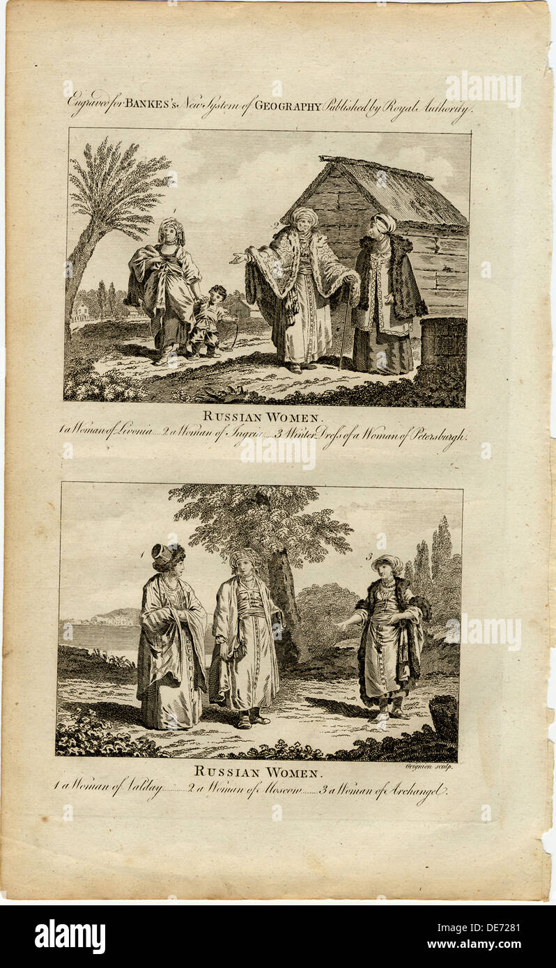 Habits of the Russian Women, ca 1730. Artist: Grainger, William (active ...
