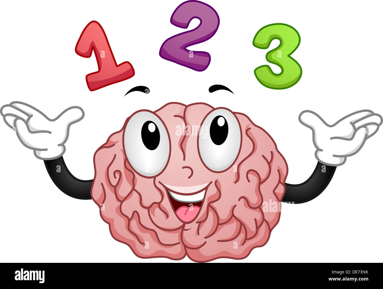 Illustration of Brain Mascot with Numbers 1 2 3 Stock Photo - Alamy