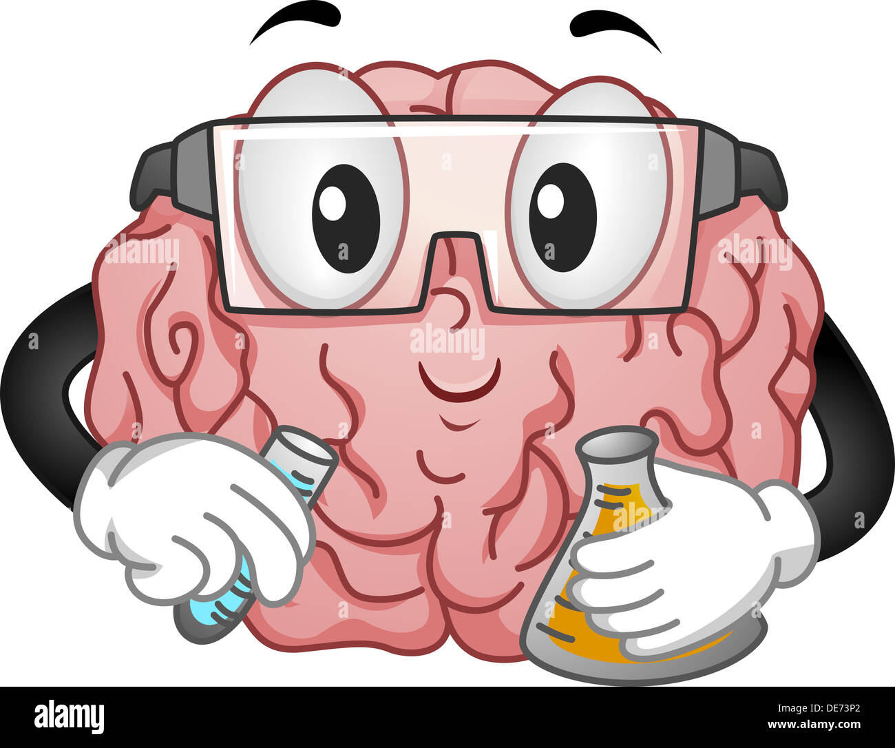 Illustration of Brain Mascot with Eye Protection Doing an Experiment ...