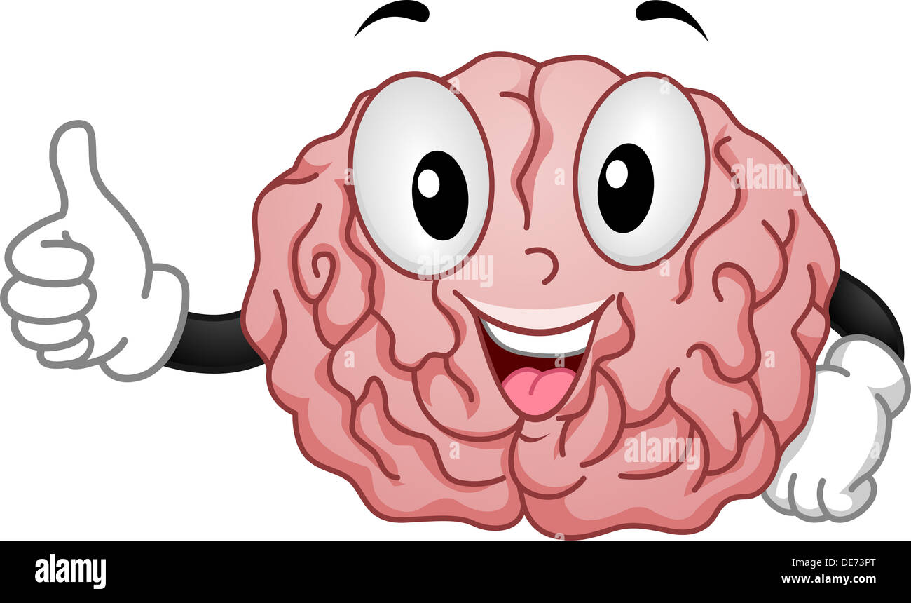 Illustration of Happy Brain Mascot Sporting OK Handsign Stock Photo - Alamy