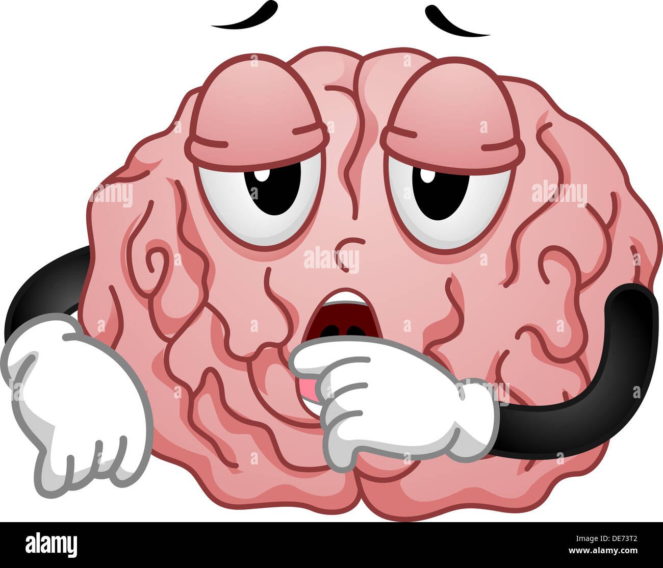 Illustration of Tired and Sleepy Brain Mascot Stock Photo - Alamy