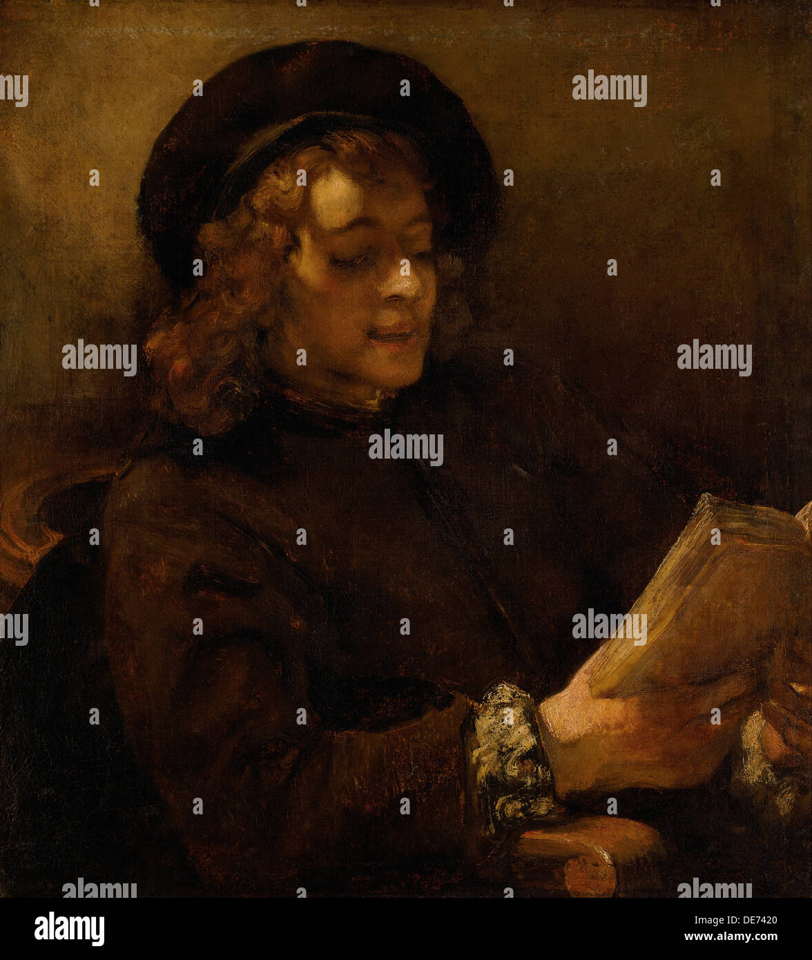 Titus van Rijn, the Artist’s Son, Reading, c. 1656. Artist: Rembrandt ...