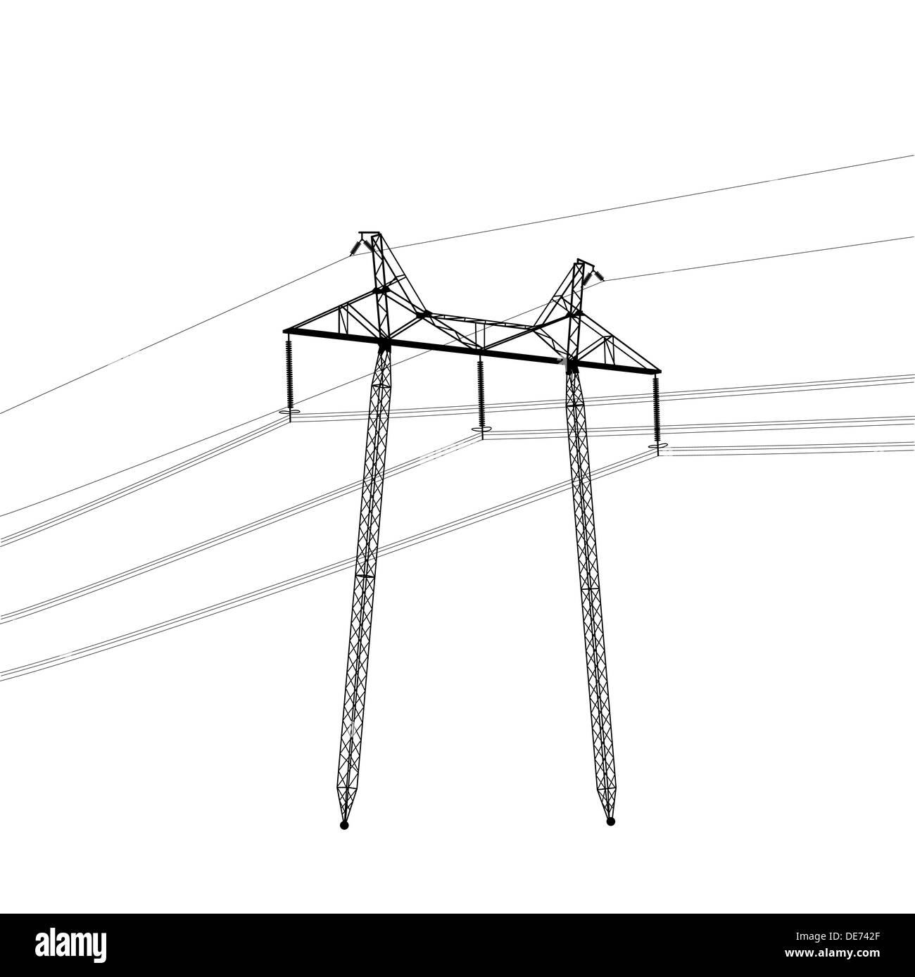 Silhouette of high voltage power lines Stock Photo - Alamy