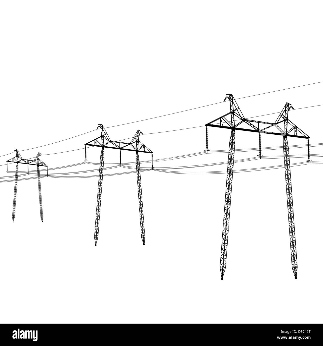 Silhouette of high voltage power lines Stock Photo - Alamy