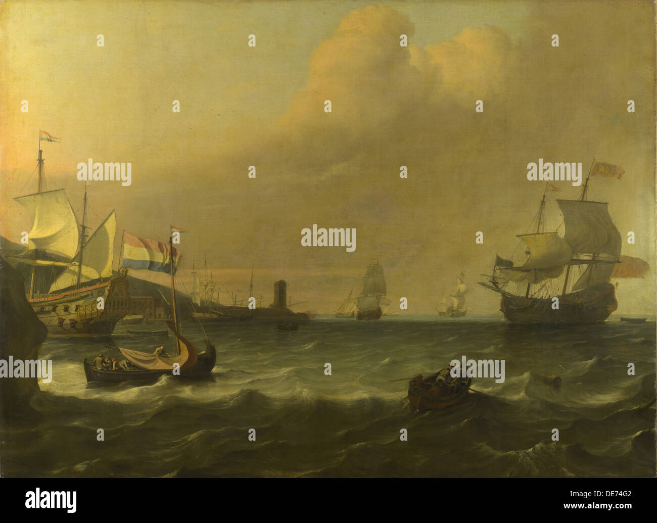 Dutch Men-of-war entering a Mediterranean Port, 1681. Artist: Bakhuizen ...