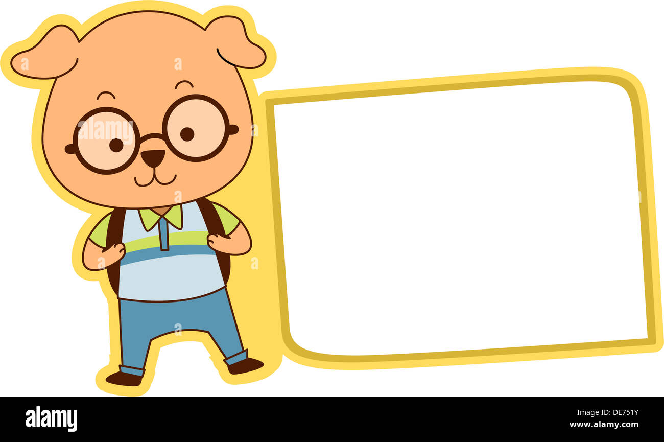 Illustration of Dog Student Label Stock Photo - Alamy