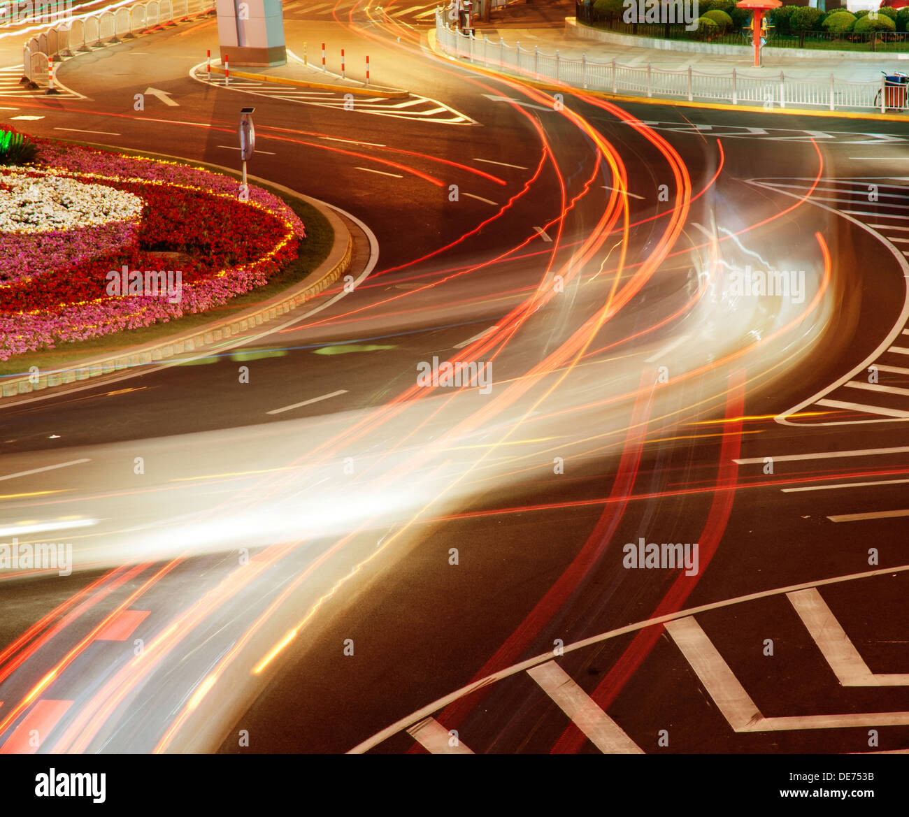 the light trails on the steet in shanghai china Stock Photo - Alamy