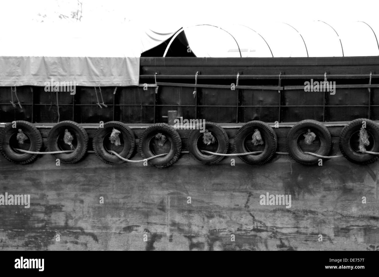 Container ship river Black and White Stock Photos & Images - Alamy