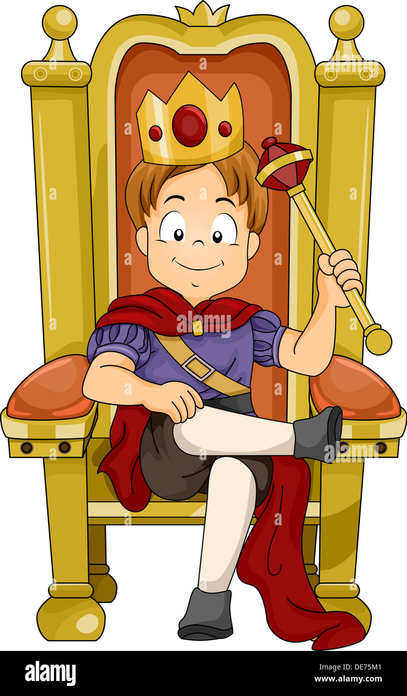 Illustration of a Kid Boy Prince Sitting on His Throne Stock Photo - Alamy