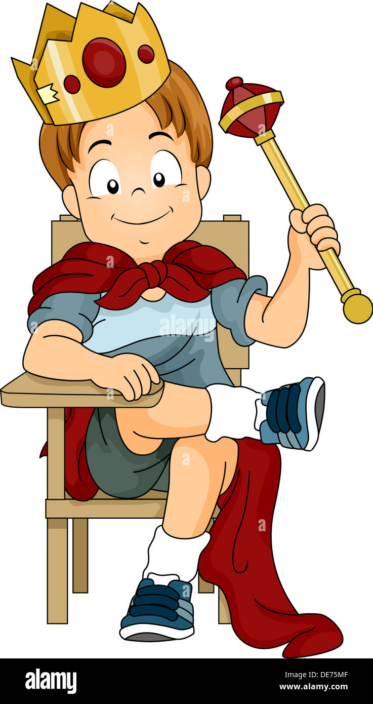 Illustration of a Kid Boy Dressed as Prince Sitting on a Student Chair ...