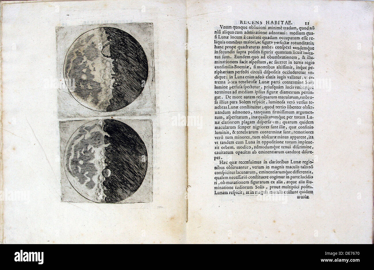 Leaf of book Sidereus Nuncius (Sidereal Messenger) by Galileo Galilei ...
