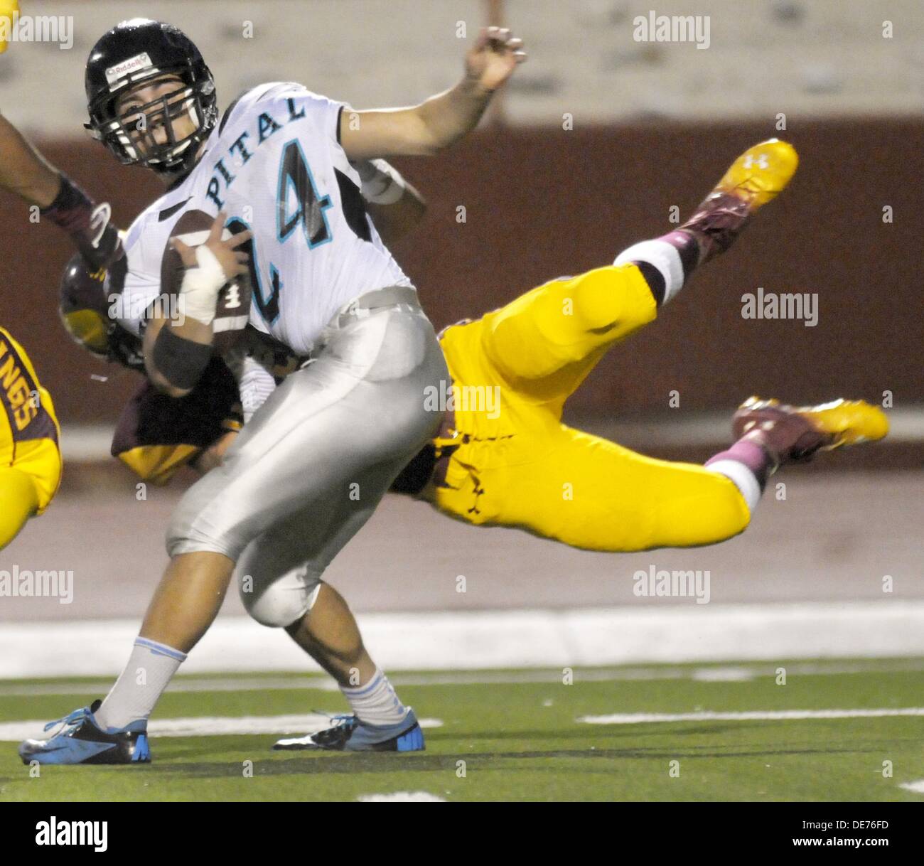 Sept. 12, 2013 - U.S. - Greg Sorber -- Capital's Isaiah Anaya, 24, is ...