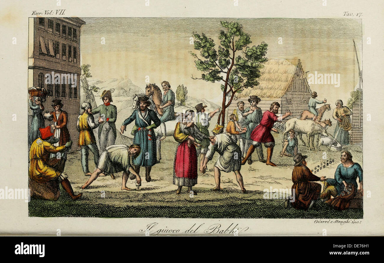 Knucklebones. Illustration from Il costume antico e moderno o storia ...