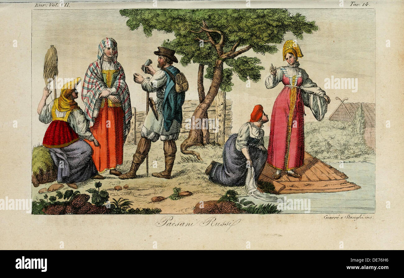 Russian Peasants. Illustration from Il costume antico e moderno o ...