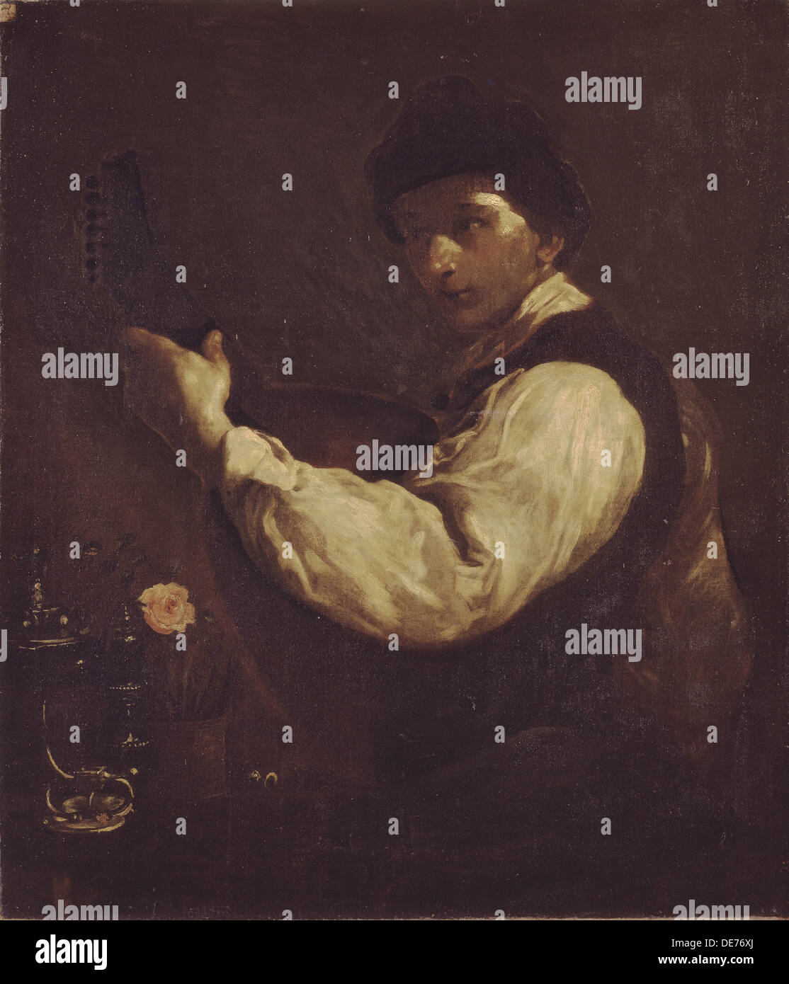 The Luteplayer. Artist: Crespi, Giuseppe Maria (1665-1747 Stock Photo ...