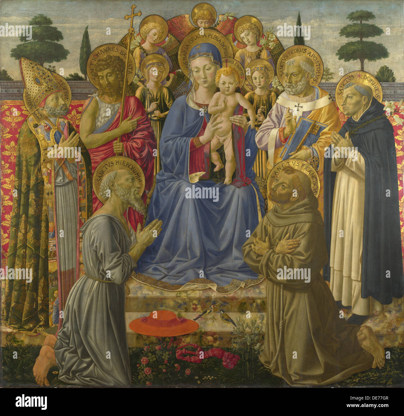 Madonna and child enthroned among the angels hi-res stock photography ...