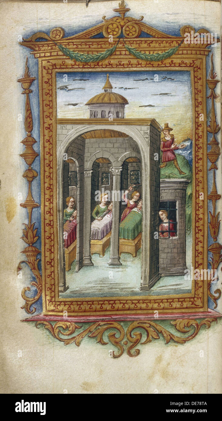 Daughters of Danaus murdering their husbands. Hypermnestra in prison ...