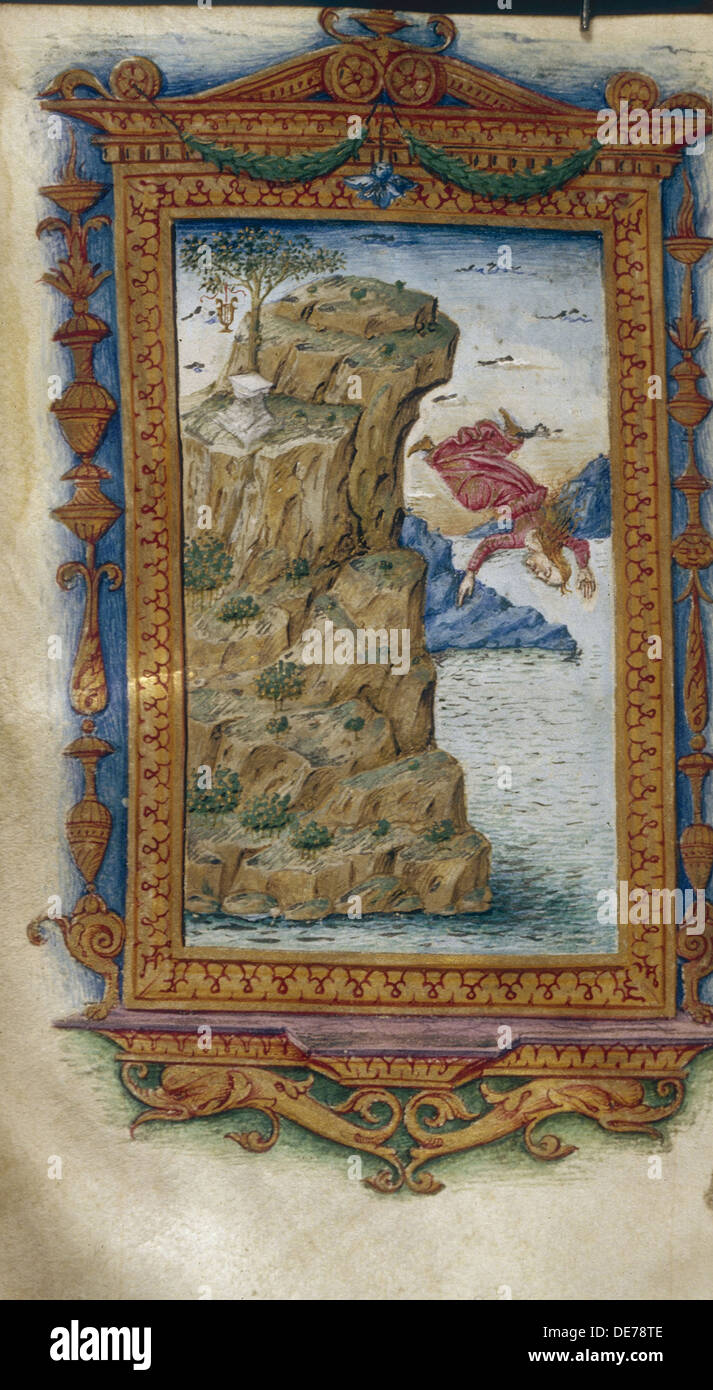 Sappho throwing herself into the sea (Illustration for The Heroides by ...