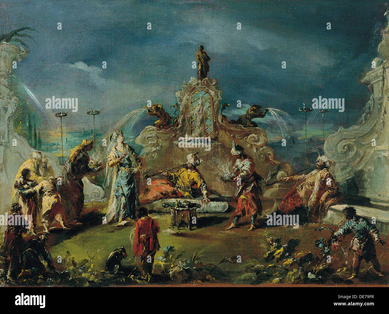 Scene in the Garden of a Serraglio, ca 1743. Artist: Guardi, Giovanni ...