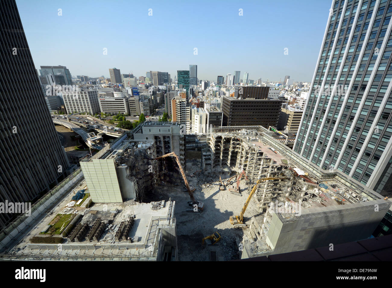 September 12, Tokyo, Japan - Demolition work continues at one of ...