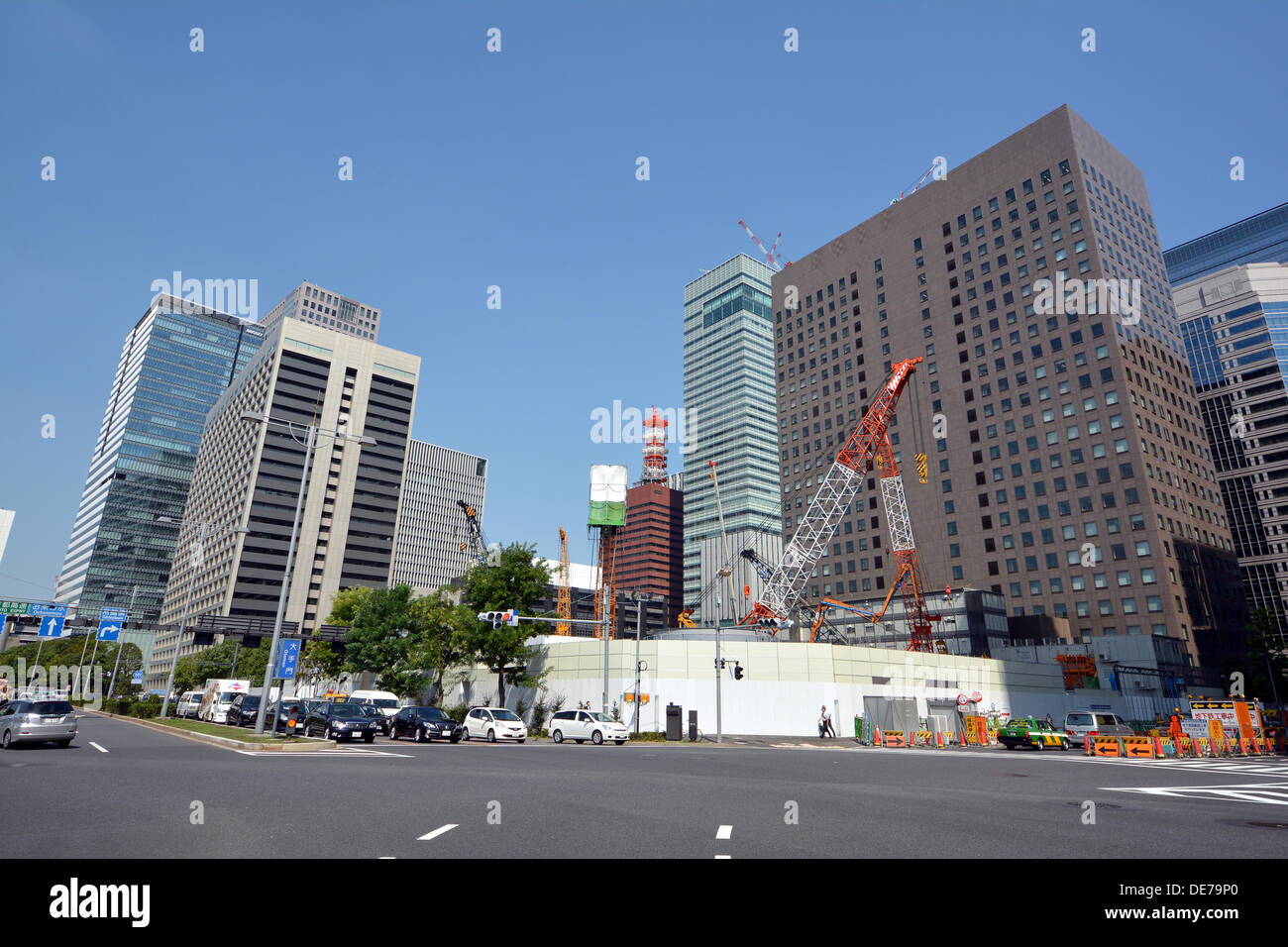 September 12, Tokyo, Japan - Cranes are in operation in buildings under ...