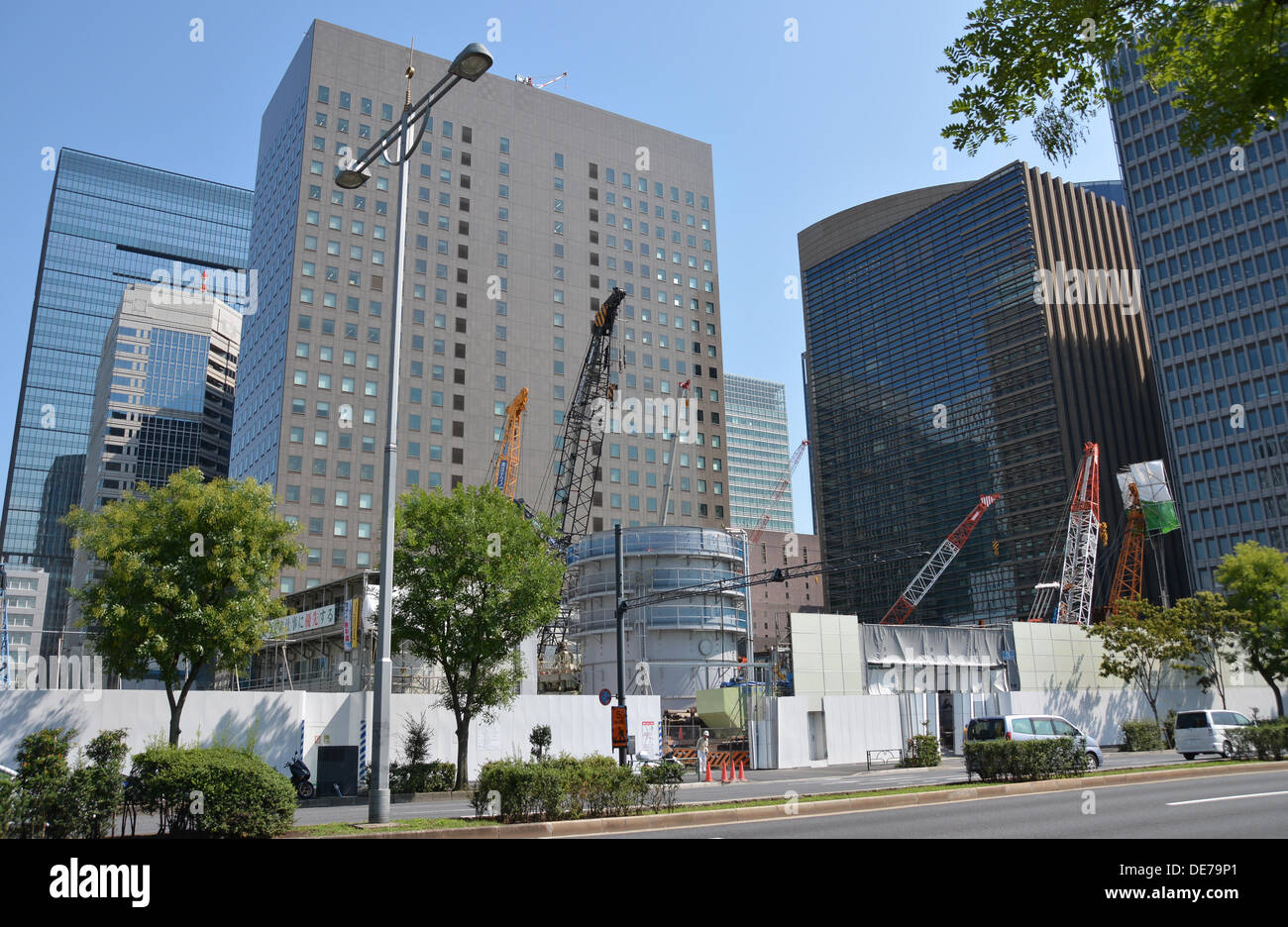 September 12, Tokyo, Japan - Cranes are in operation in buildings under ...