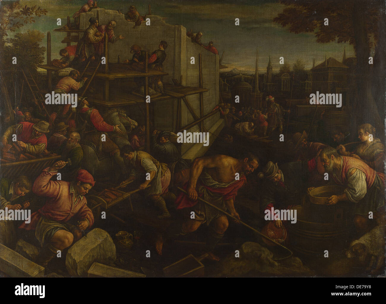 The Tower of Babel, ca. 1600. Artist: Bassano, Leandro (1557-1622 Stock ...