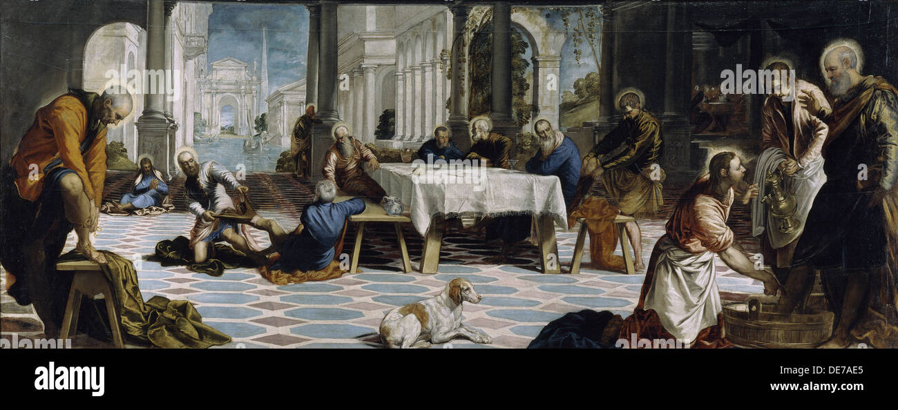 Christ washing the Feet of the Disciples, 1548. Artist: Tintoretto ...