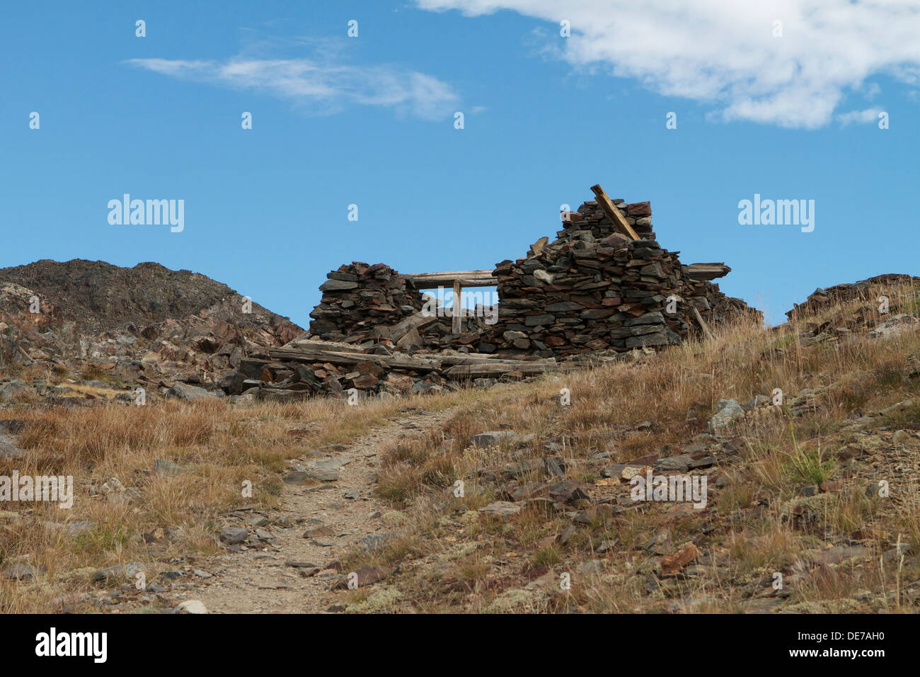 Old stone buildings at the Great Sierra Mine Historic Site in the ...