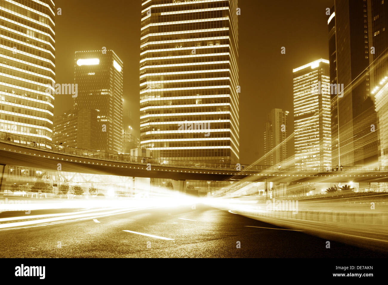 moving car with blur light through city at night Stock Photo - Alamy