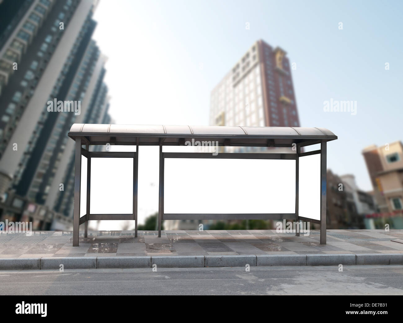 Bus stop billboard on stage Stock Photo - Alamy