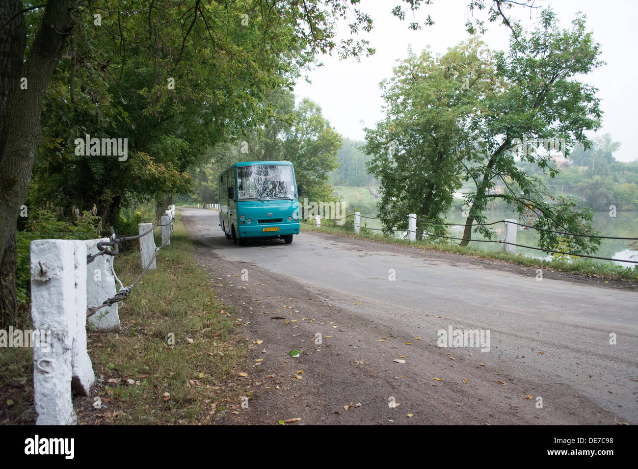 A passenger bus by the lakeside in rural Ukraine Stock Photo - Alamy