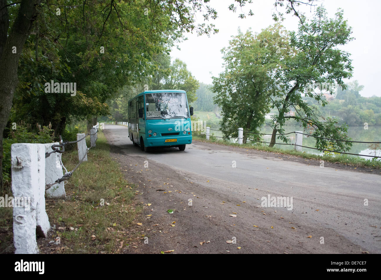 A passenger bus by the lakeside in rural Ukraine Stock Photo - Alamy