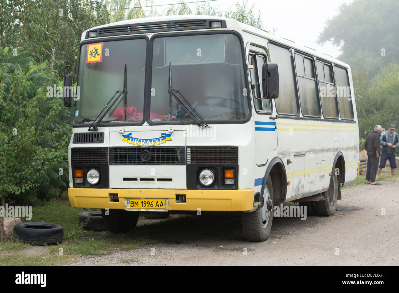 An old school bus in rural Ukraine Stock Photo - Alamy