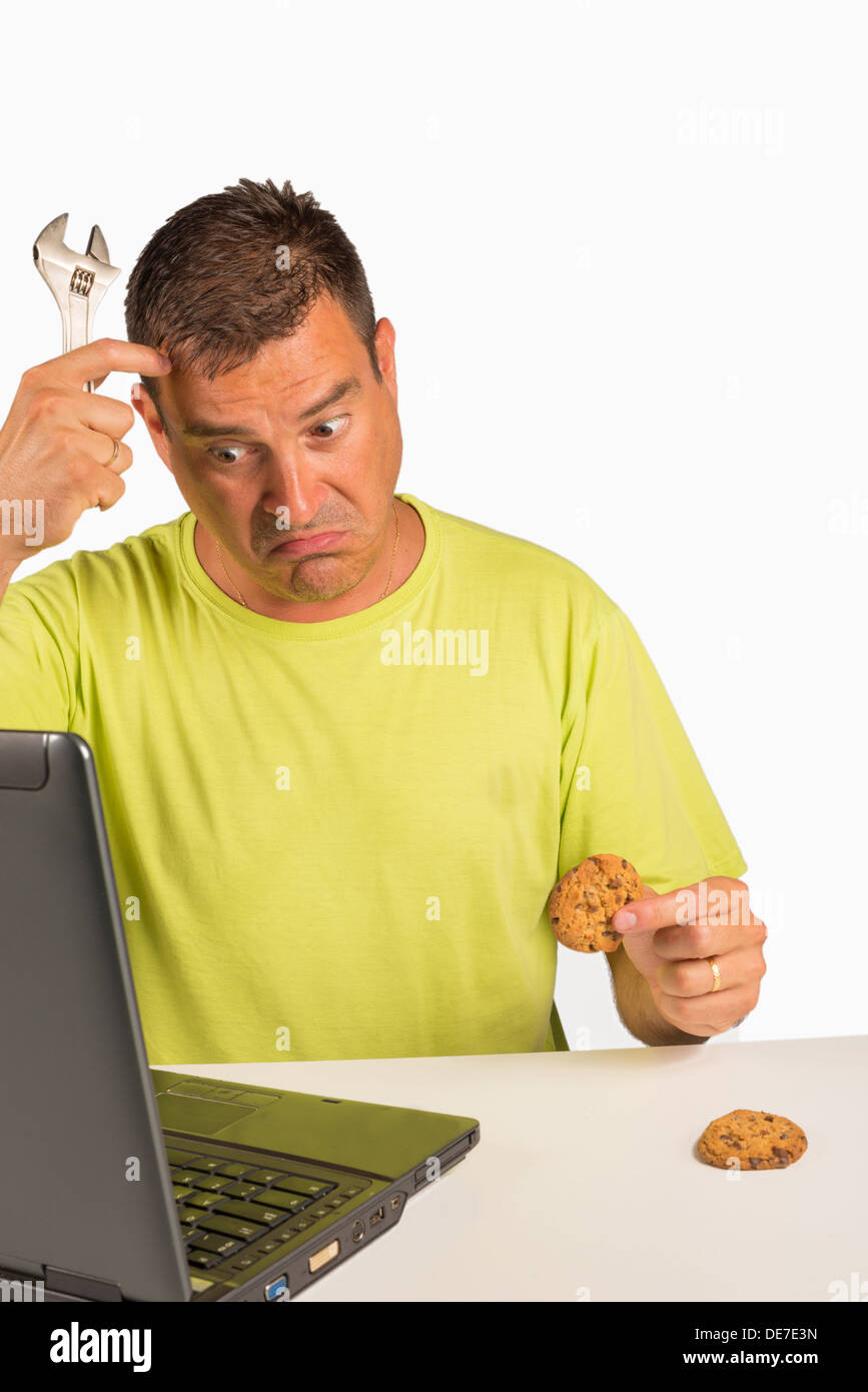 Fixing a computer, a computer dummy concept Stock Photo - Alamy