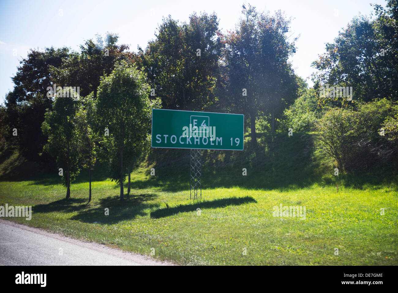 Highway sign on way to Stockholm Stock Photo - Alamy