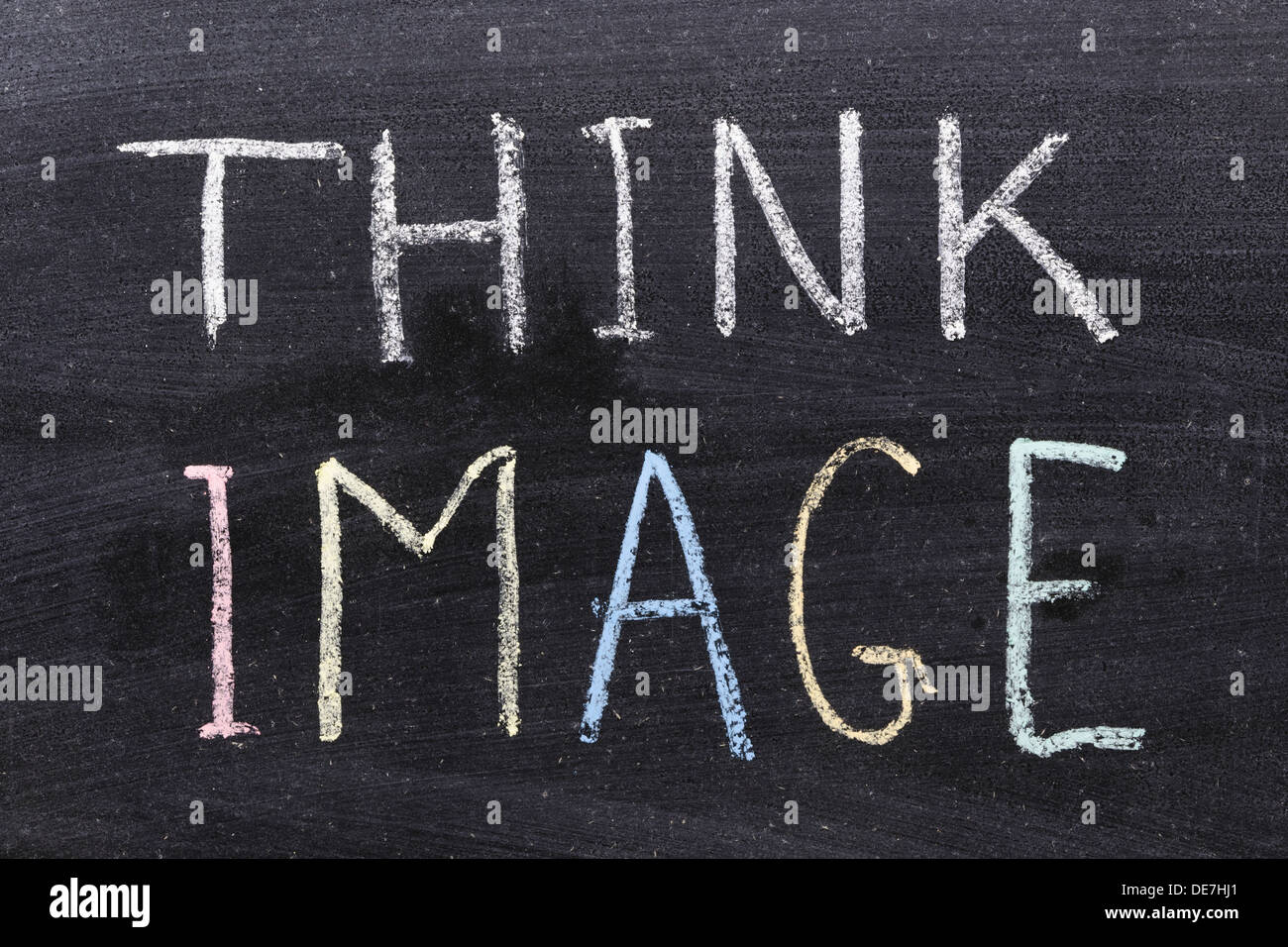 think image phrase handwritten on school blackboard Stock Photo - Alamy