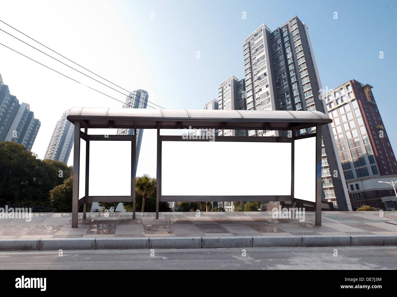 Bus stop billboard on stage Stock Photo - Alamy