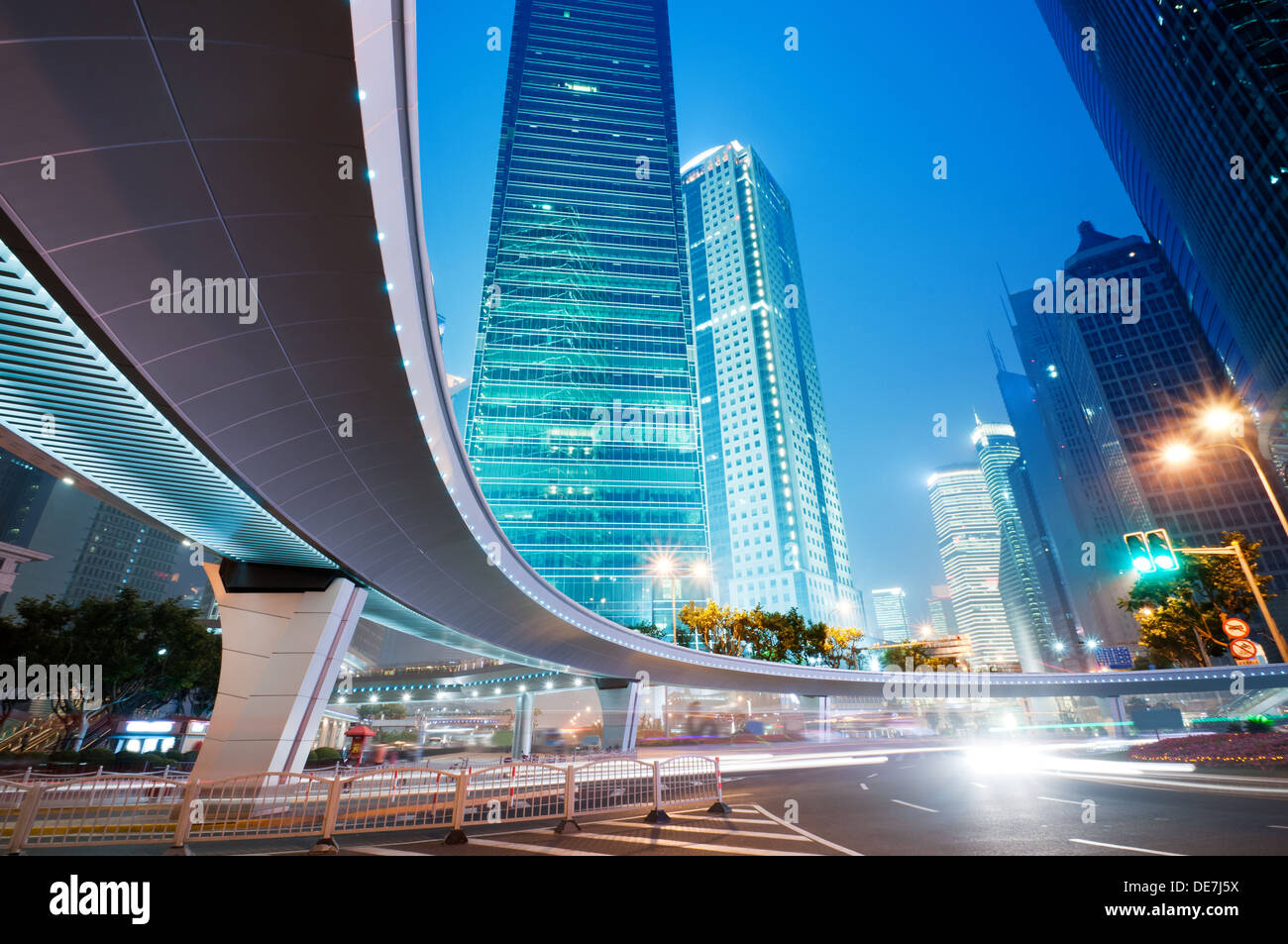 Shanghai Lujiazui Finance & Trade Zone modern city night background ...