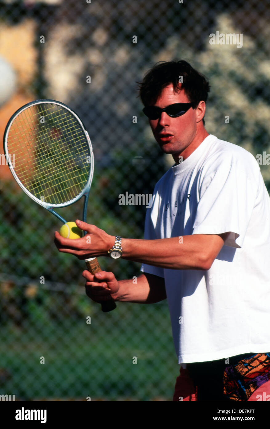 1995 World Rally Champion, Colin McRae, playing tennis Stock Photo - Alamy